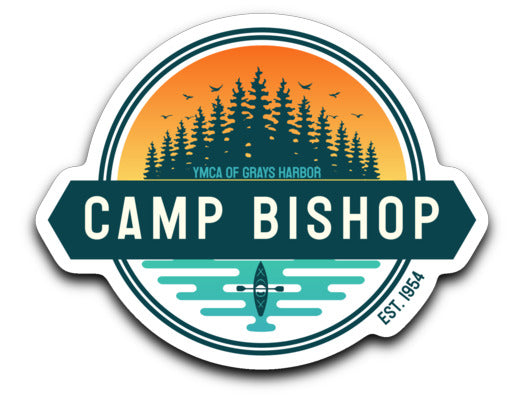 Camp Bishop Decal Stickers - Sunset Logo – Pack for Camp