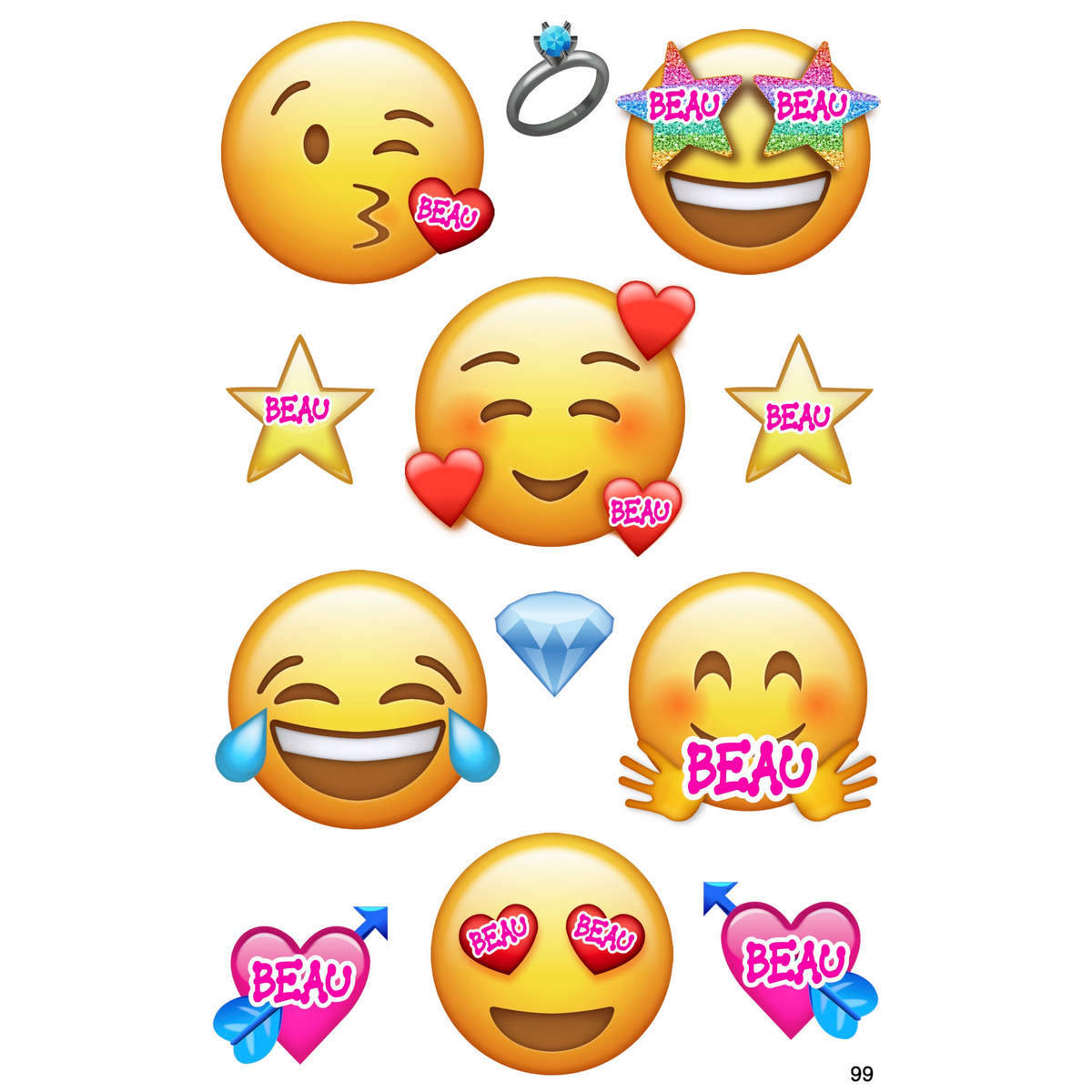 Personalized Cling-It Reusable Sticker Sheets - Emoji Faces – Pack for Camp