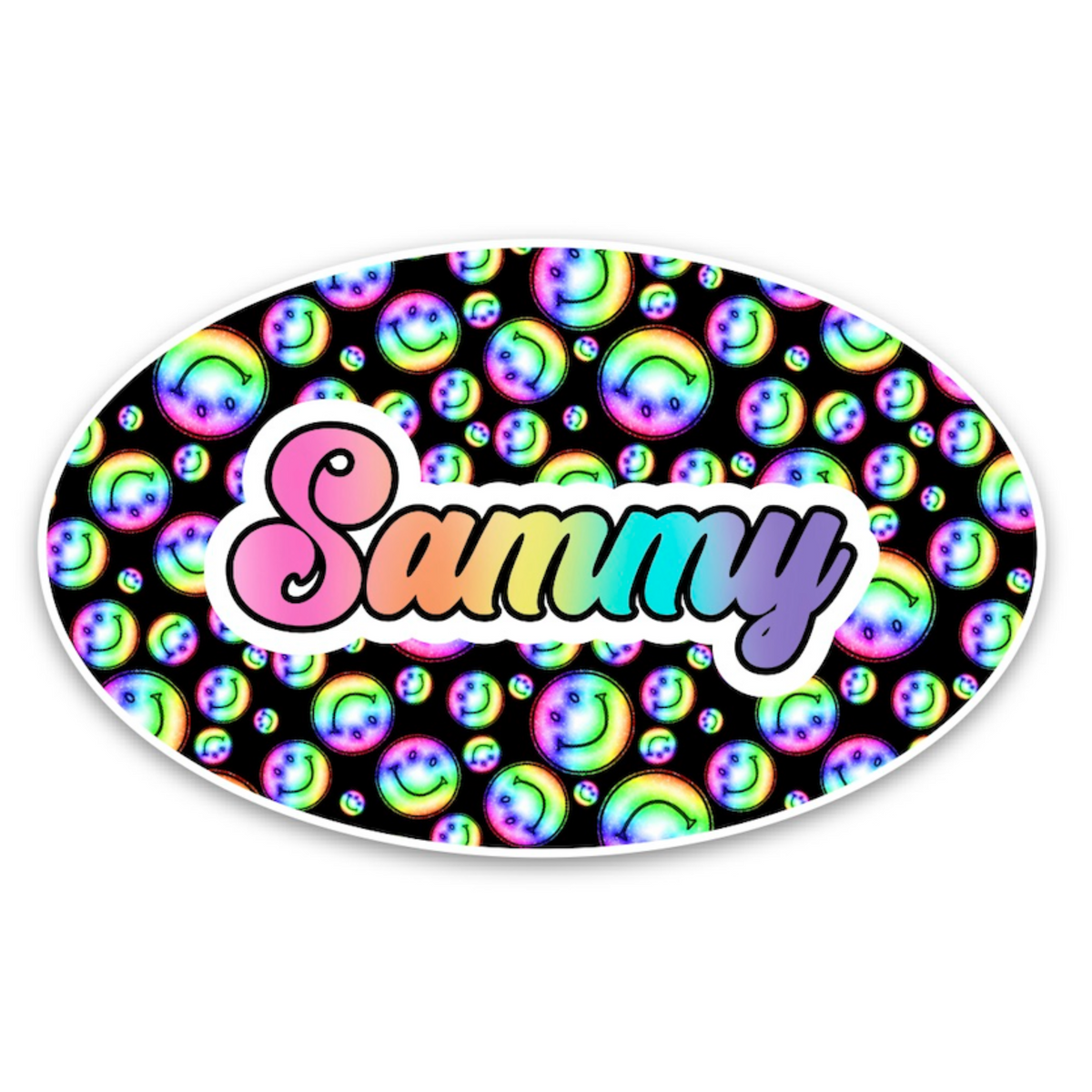 Personalized Oval Cling-It Reusable Sticker - Happy Faces – Pack for Camp