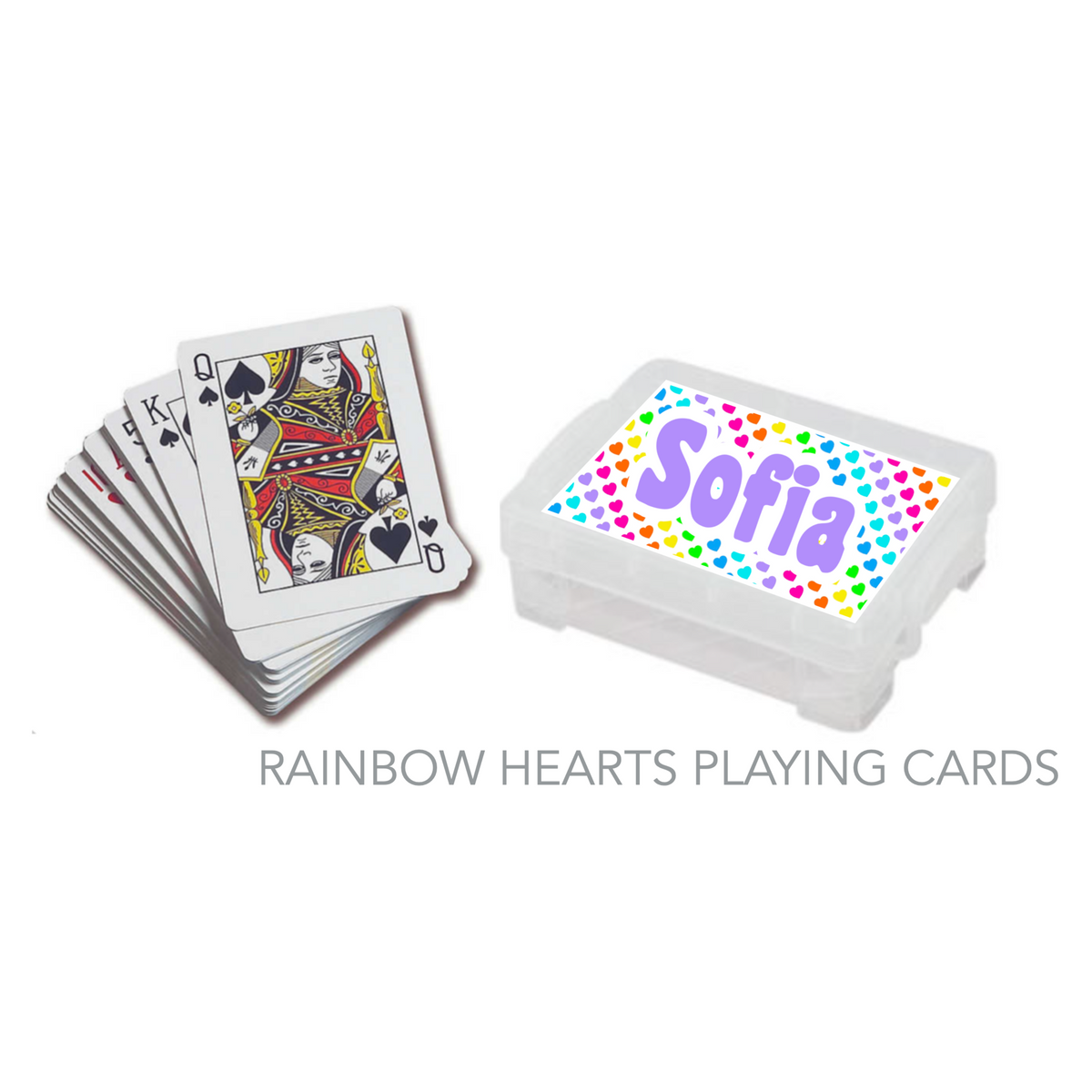 Personalized Playing Cards - Rainbow Hearts – Pack for Camp
