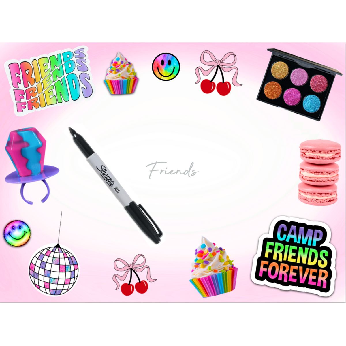 Personalized Autograph Cling-Its - Happy Friends – Pack for Camp